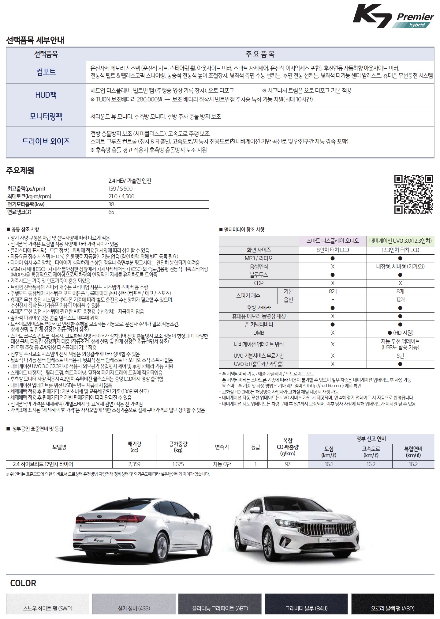 K7 하이브리드 - K7 하이브리 가격표 - 2019년 06월